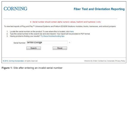 Online Test Results | Optical Communications | Corning