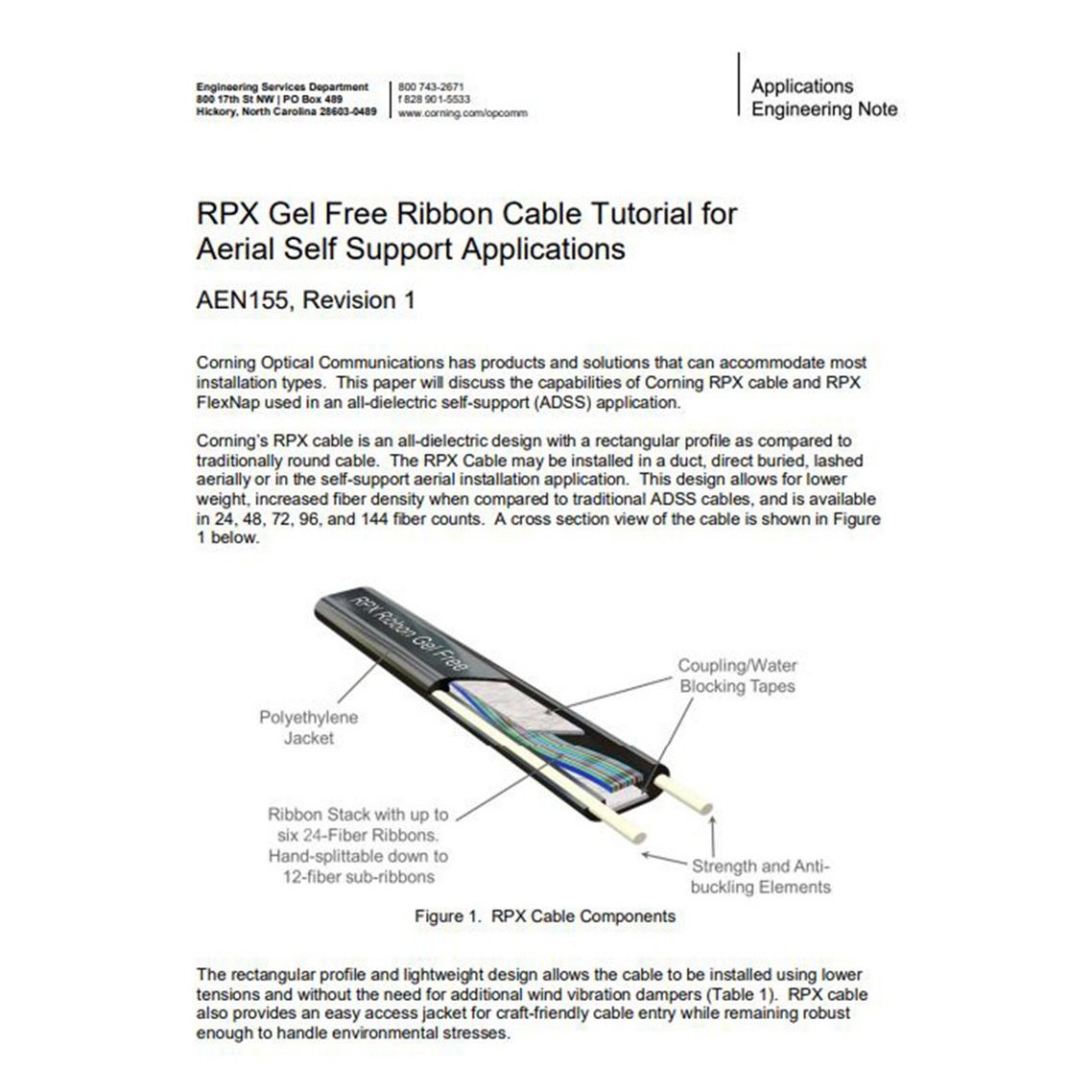 RPX® Gel-Free Ribbon Cable | Ribbon Cable | Corning